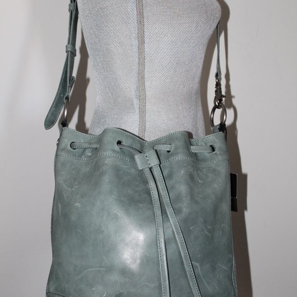 Frye | Bags | Frye Melissa Leather Drawstring Hobo Bag Sky Blue ...